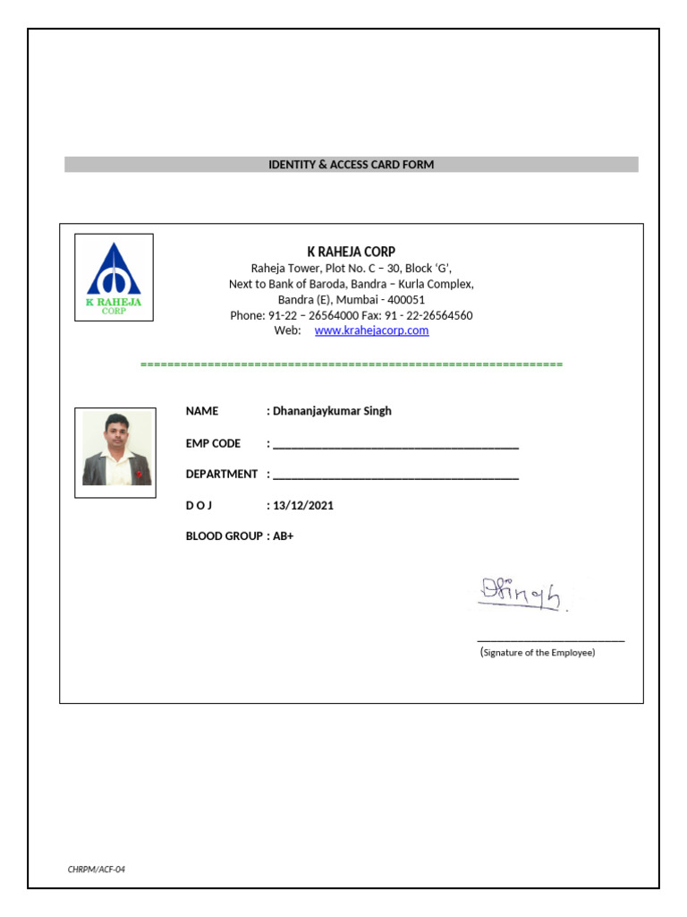 5. ID Card Form | PDF