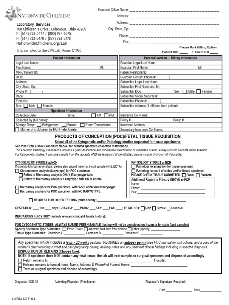 POC Genetic Pathology Test Requisition | PDF | Cytogenetics | Pathology