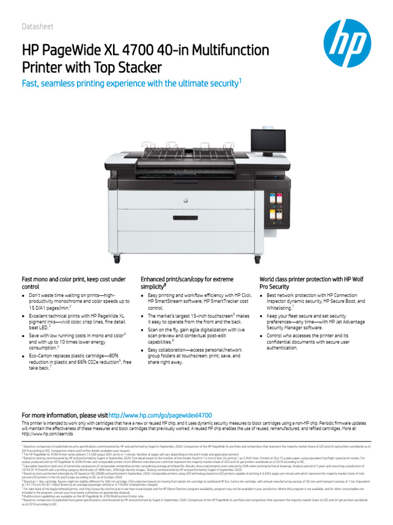HP PageWide XL 4700 MFP Overview | PDF | Printer (Computing) | Office ...