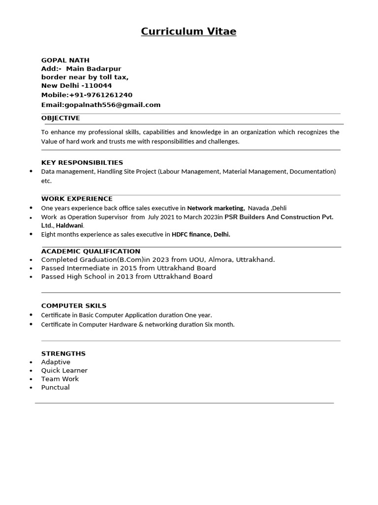 Curriculum - Gopal Nath-4 | PDF