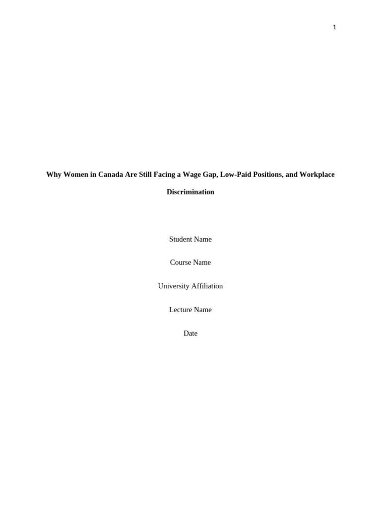 Addressing Gender Inequality in Canada's Workforce | PDF | Gender Pay ...