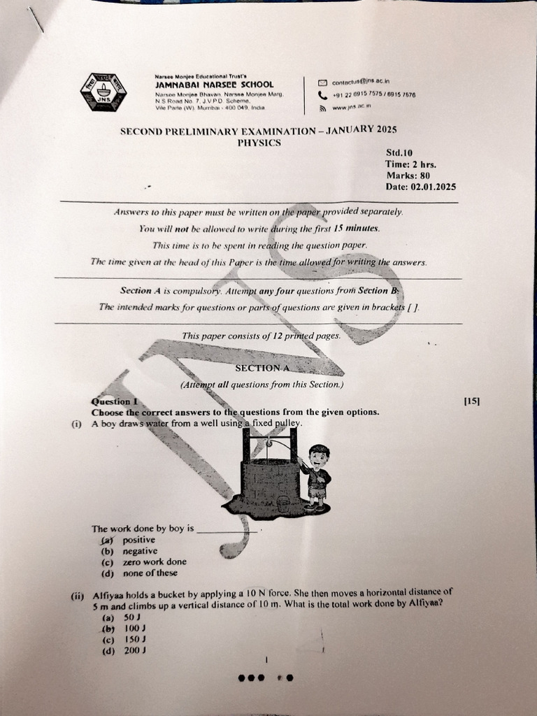 JNS Second Prelim 2024-25 | PDF