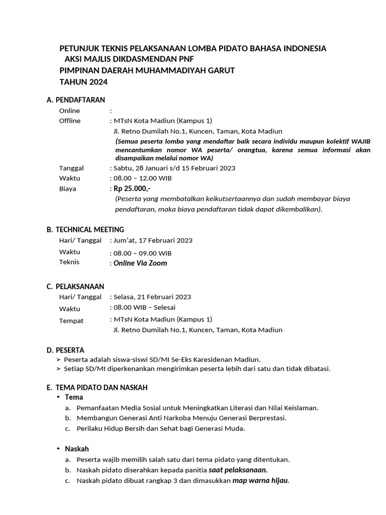 JUKNIS-LOMBA-PIDATO-BAHASA-INDONESIA | PDF