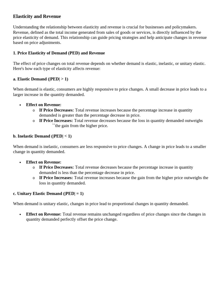 Chapter 7 Elasticity and Revenue | PDF | Price Elasticity Of Demand | Demand