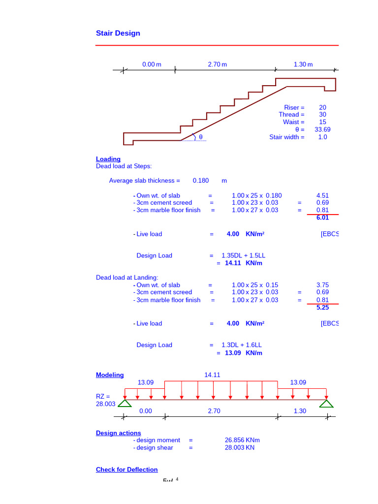 Stair Analysis and Design St Des Temp | PDF