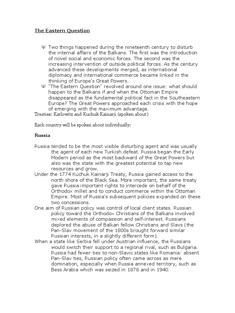 The Eastern Question | PDF | Austria Hungary | Ottoman Empire