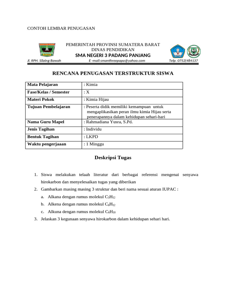 Contoh Lembar Penugasan | PDF