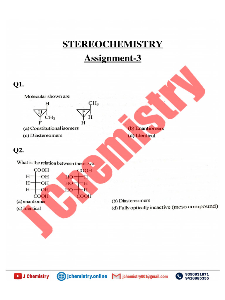 Stereochemistry Assignment 3 | PDF