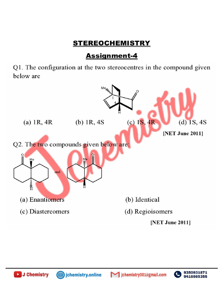 Stereochemistry Assignment 4 | PDF