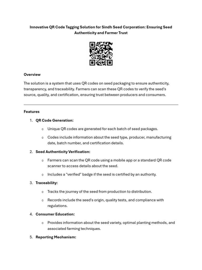 Innovative QR Code Tagging Solution For Seed Corporation | PDF | Qr ...