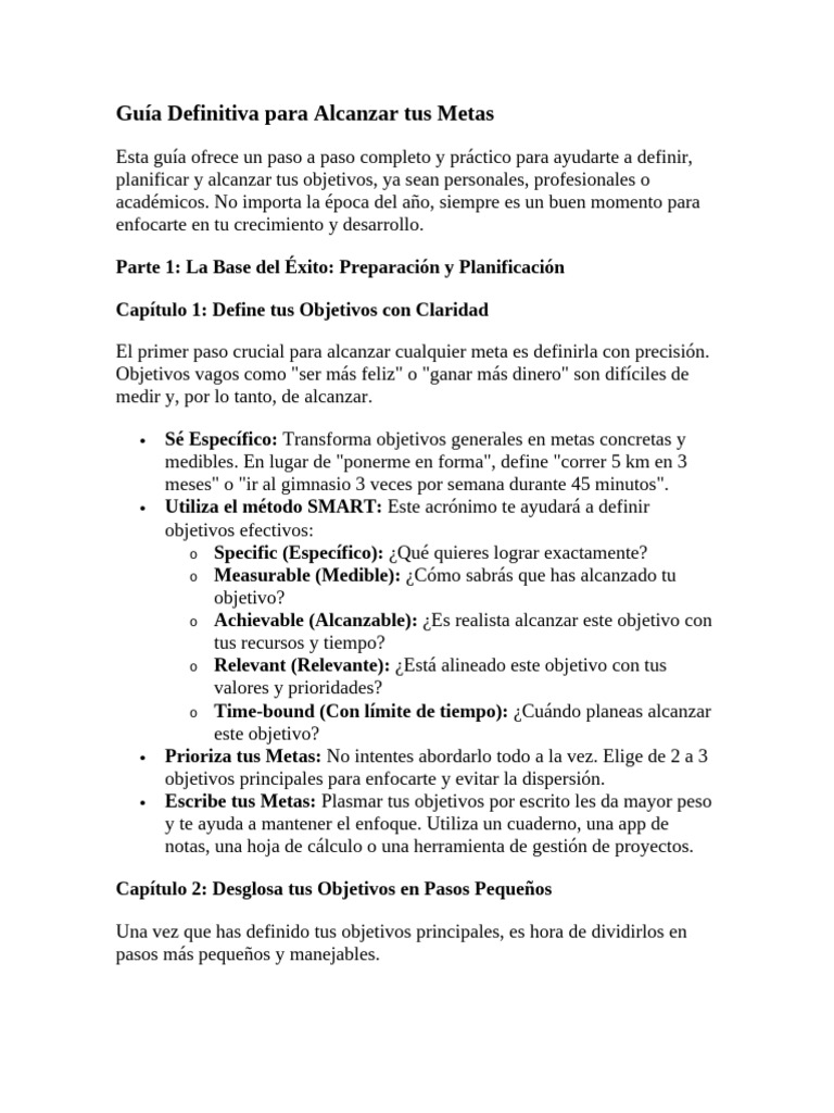 Guía Definitiva para Alcanzar Tus Metas | PDF | Motivación | Motivacional