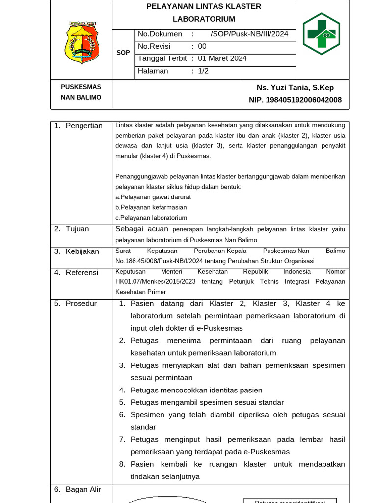 SOP Pelayanan Laboratorium | PDF