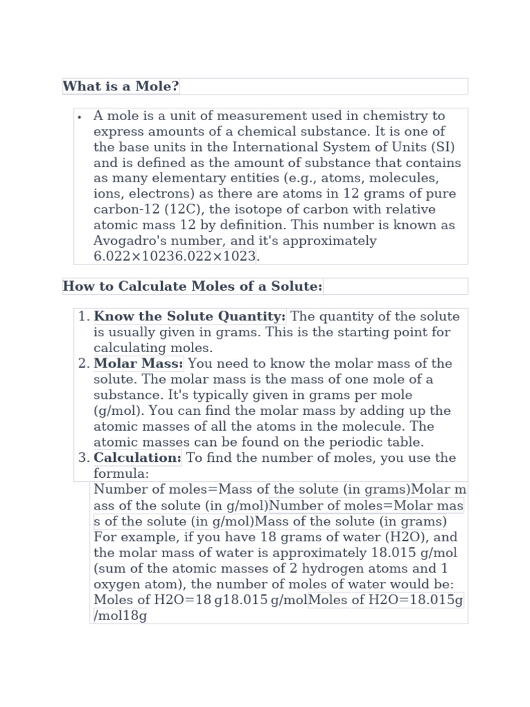 What is a Mole DEFINITION | PDF