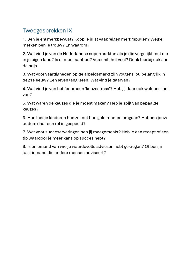 Tweegesprek IX - SSV | PDF