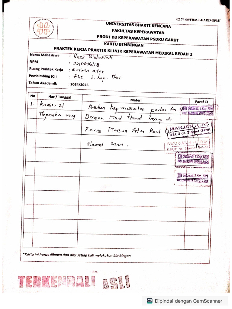 KARTU BIMBINGAN LK 2_RESTI WIDIAWATI 3C | PDF