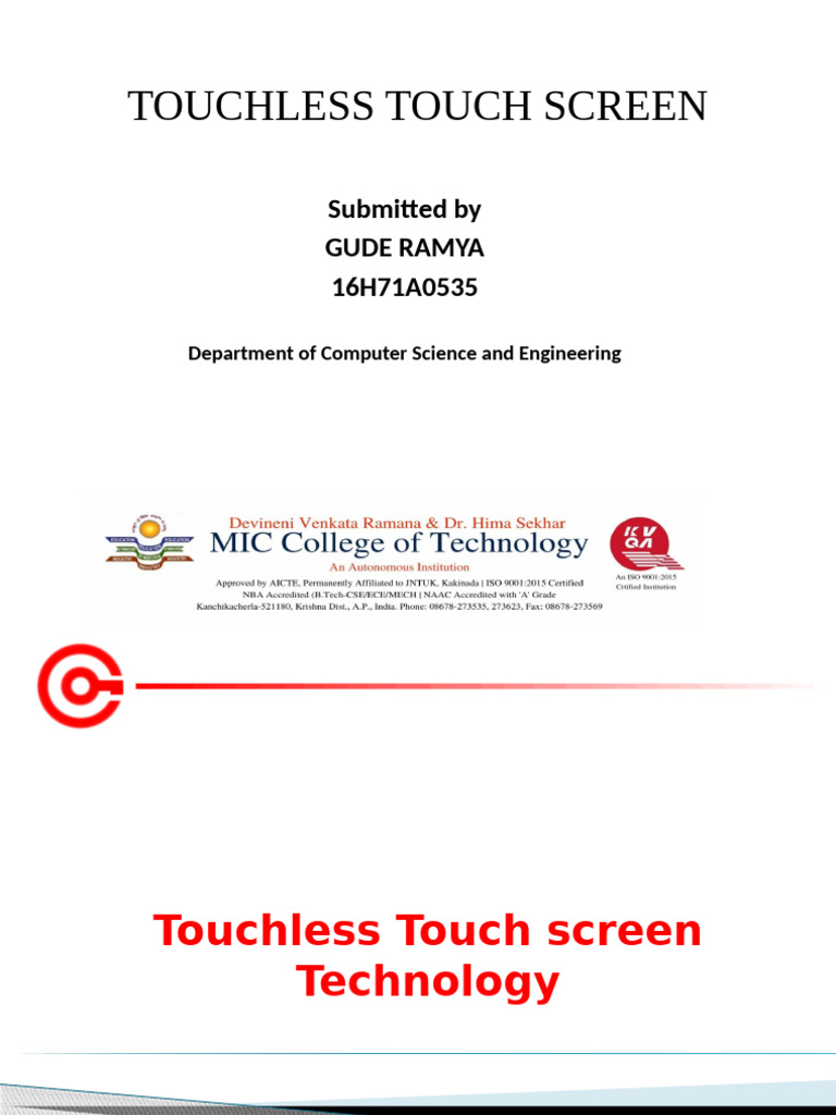 CSE Touchless Touchscreen Technology | PDF