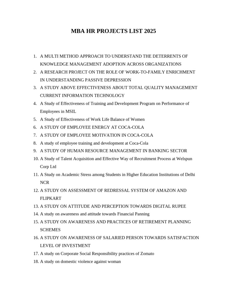 MBA HR Projects on Employee Engagement 2025 | PDF | Employee Retention ...