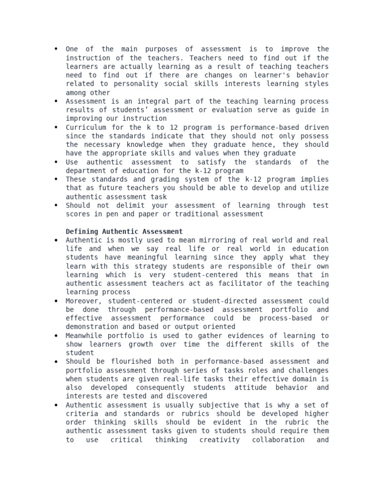 Authentic Assessment | PDF | Educational Assessment | Learning