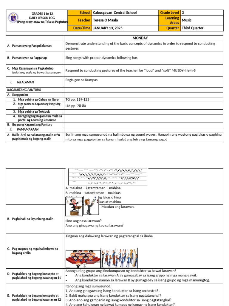 Mapeh DLL Q3 W6 Day 1 | PDF