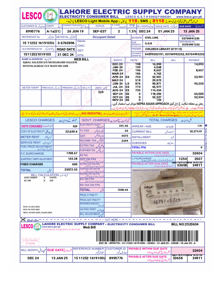 LESCO - Web Bill Dogar | PDF