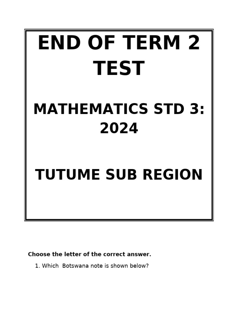 Maths 3 Term 2 2024 Corrected | PDF | Mathematics