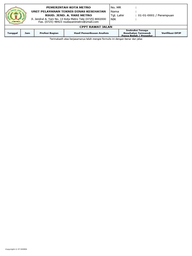 Contoh Asesmen CPPT | PDF