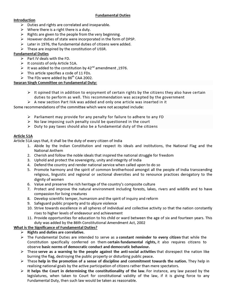 Fundamental Duties | PDF | Government | Human Rights