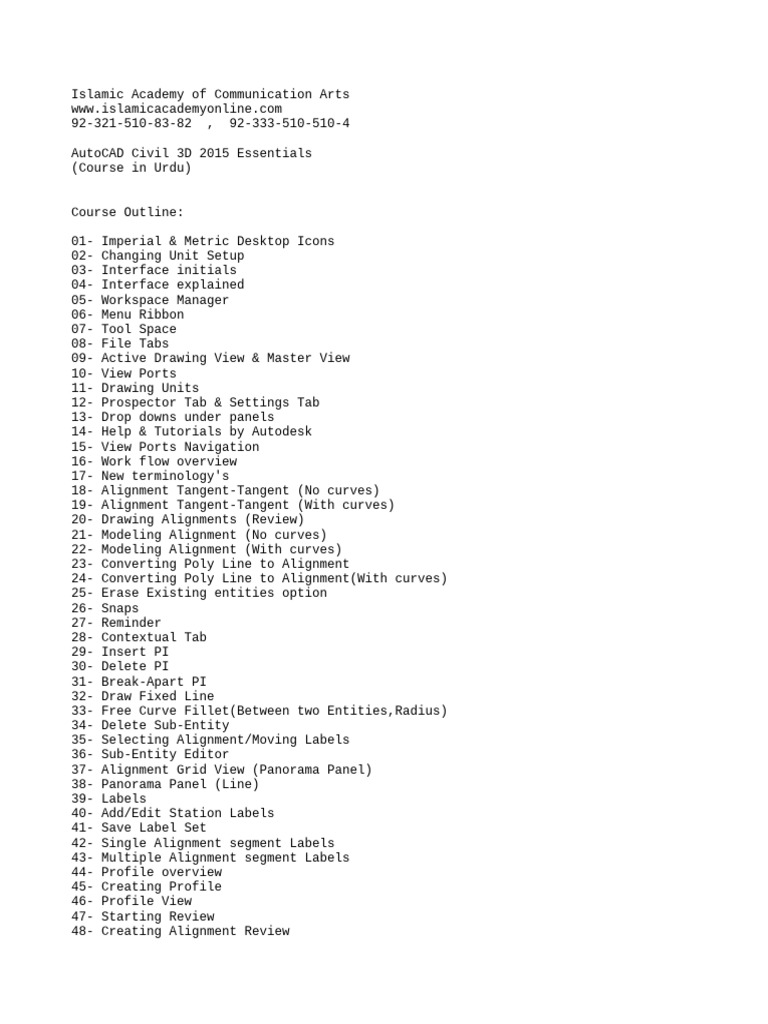Index - AutoCAD Civil 3D Course | PDF | Computing | Software