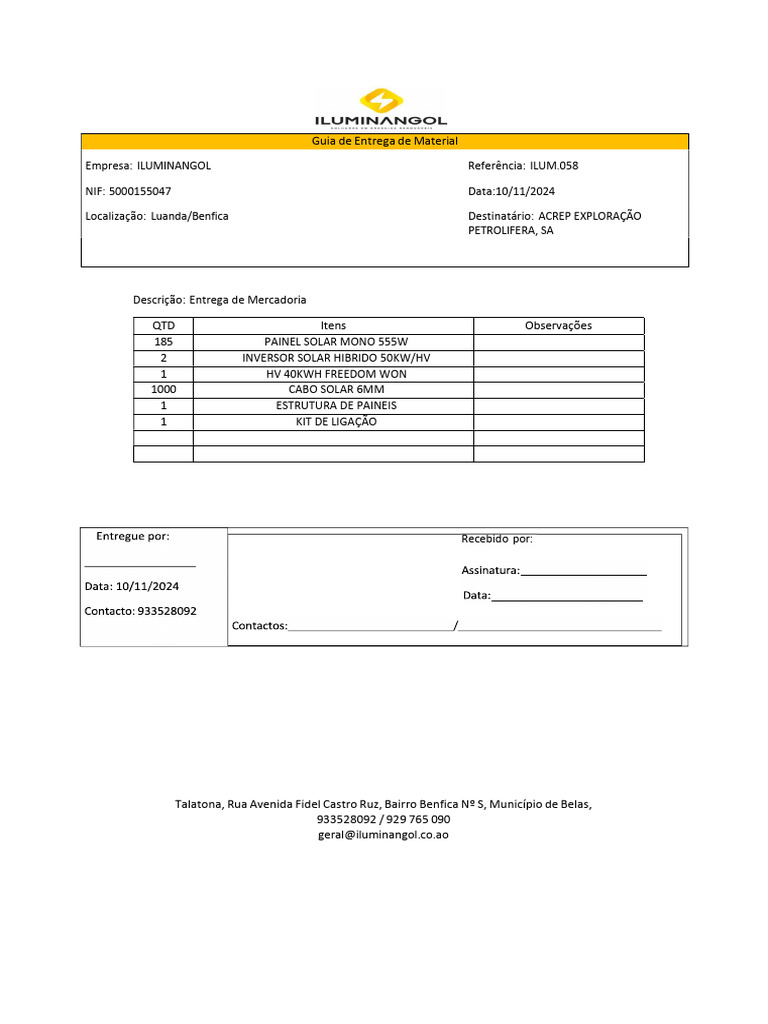 Guia de Entrega Acrep | PDF