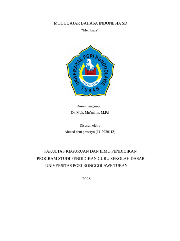Modul Ajar Membaca Kelas 1 SD | PDF