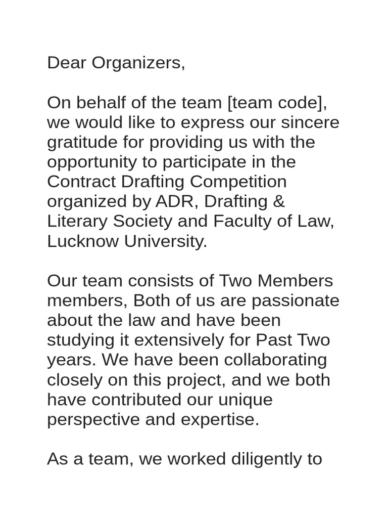 Contract Submission for ADR Competition | PDF