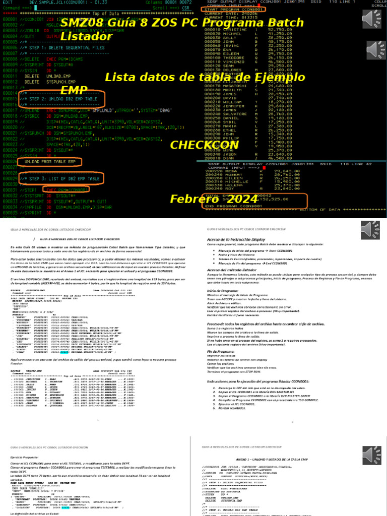 Smz08 Guia 8 Hercules Zos PC Programa Batch Listador Checkcon | PDF