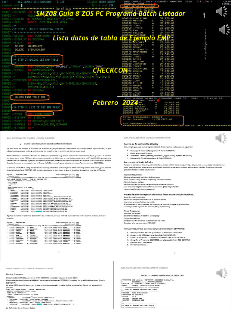Smz08 Guia 8 Hercules Zos PC Programa Batch Listador Checkcon | PDF