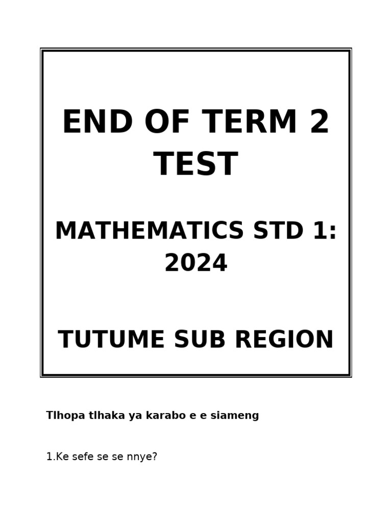 Maths 1 Term 2 2024 Corrected | PDF