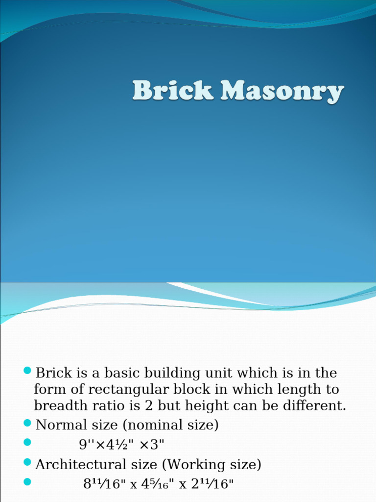 Brick Masonary | PDF | Brick | Civil Engineering