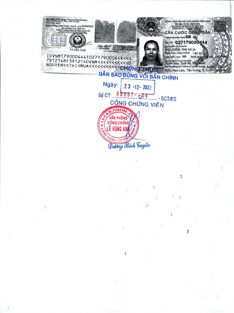 CCCD - Nguyen Thi Mua Sao y | PDF