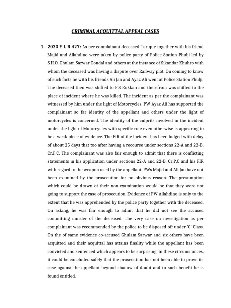Criminal Acquittal Appeal Analysis | PDF | Acquittal | Reasonable Doubt