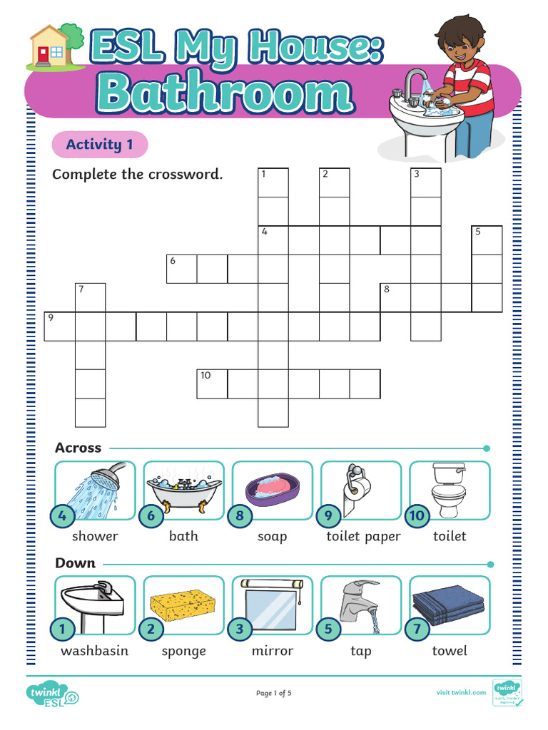 ESL My House - Bathroom | PDF | English As A Second Or Foreign Language ...