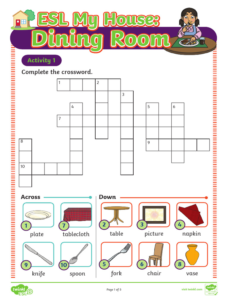 ESL My House - Dining Room | PDF | English As A Second Or Foreign ...