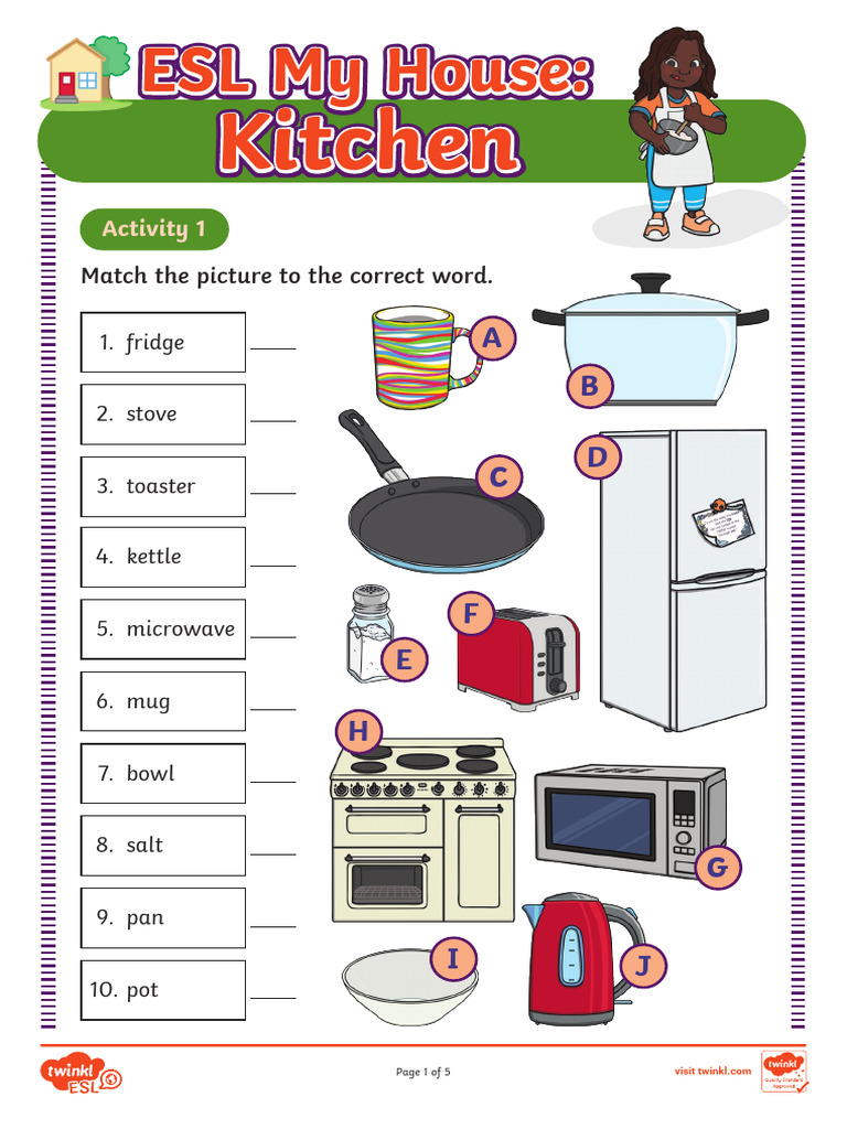 ESL My House - Kitchen | PDF | English As A Second Or Foreign Language ...