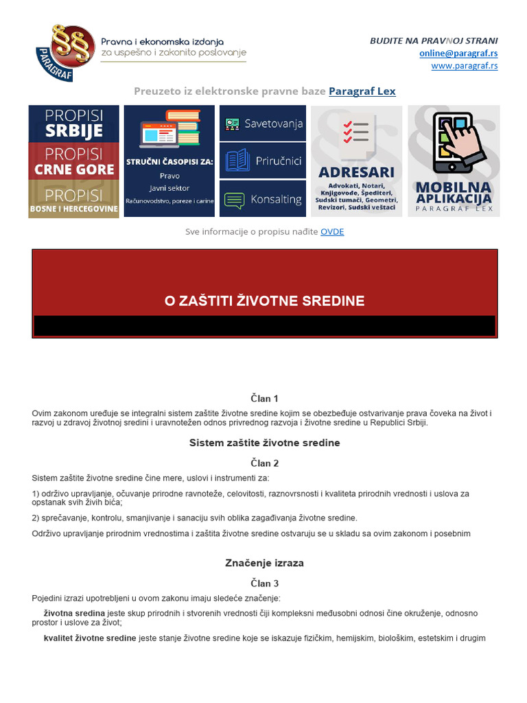 zakon_o_zastiti_zivotne_sredine 94-2024 | PDF