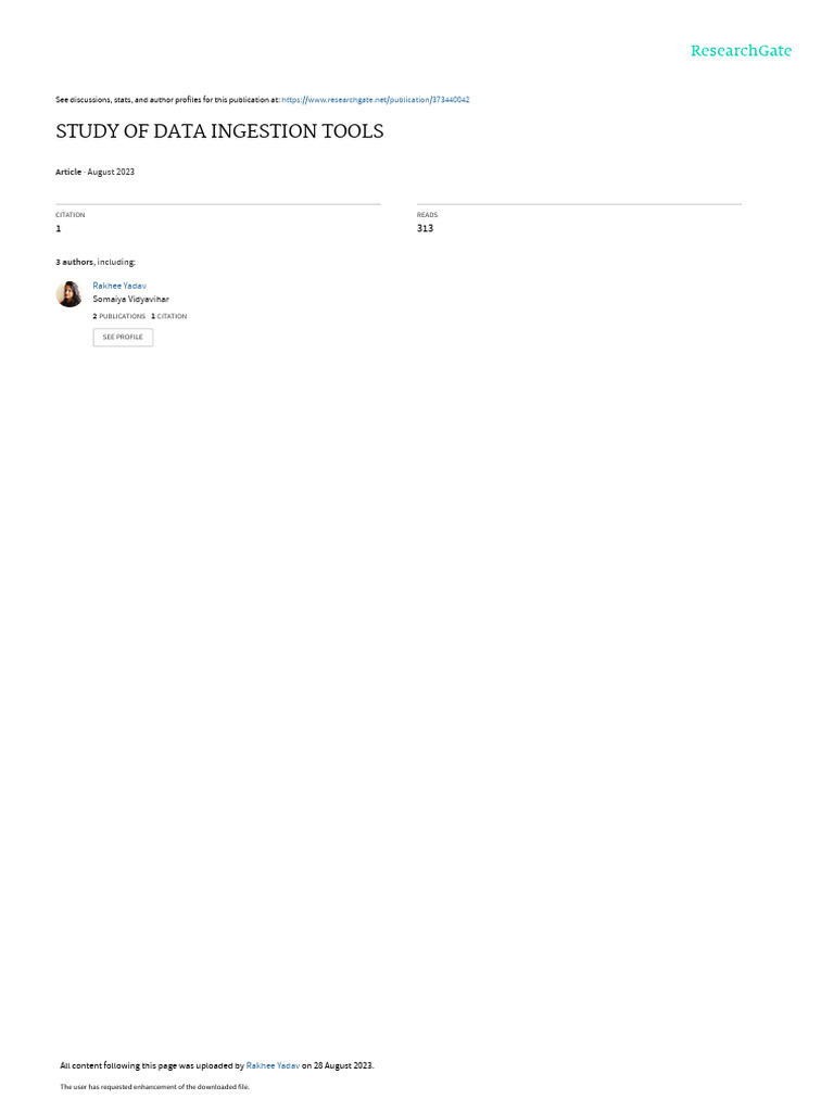 32study of Data Ingestion Tools | PDF | Apache Spark | Information Retrieval