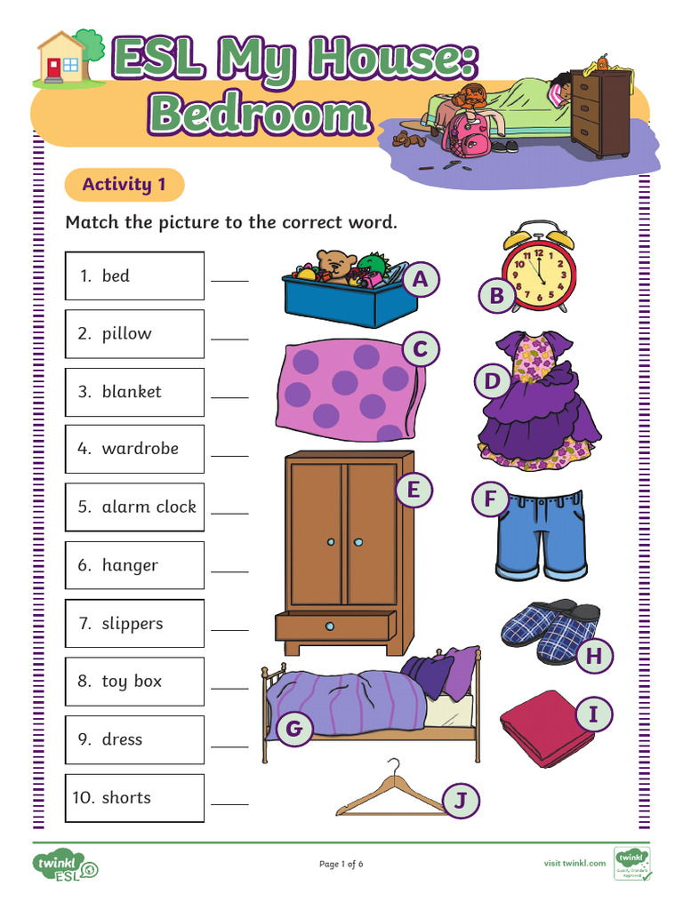 ESL My House - Bedroom | PDF | English As A Second Or Foreign Language ...