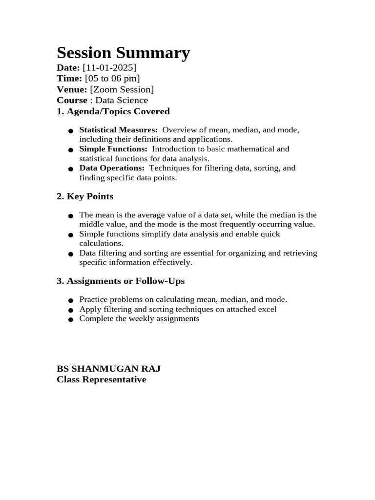 Data Science Session: Stats & Functions | PDF