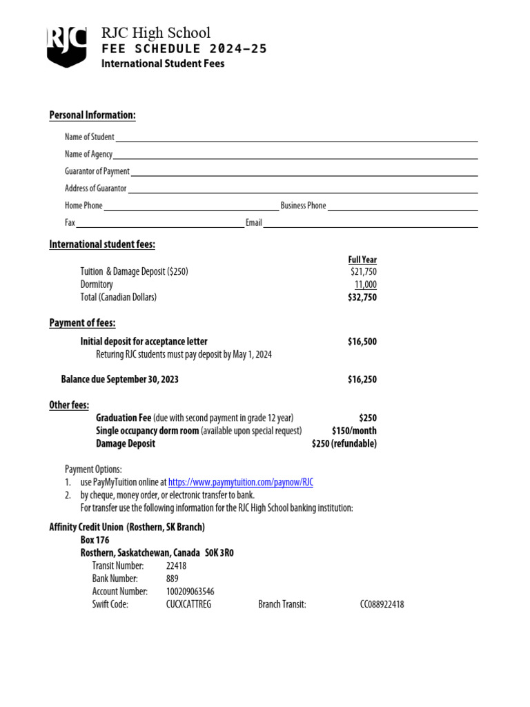 International Student Fee Schedule 2024-25 | PDF | Fee | Banks