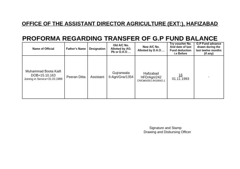 G.P Fund Proforma | PDF