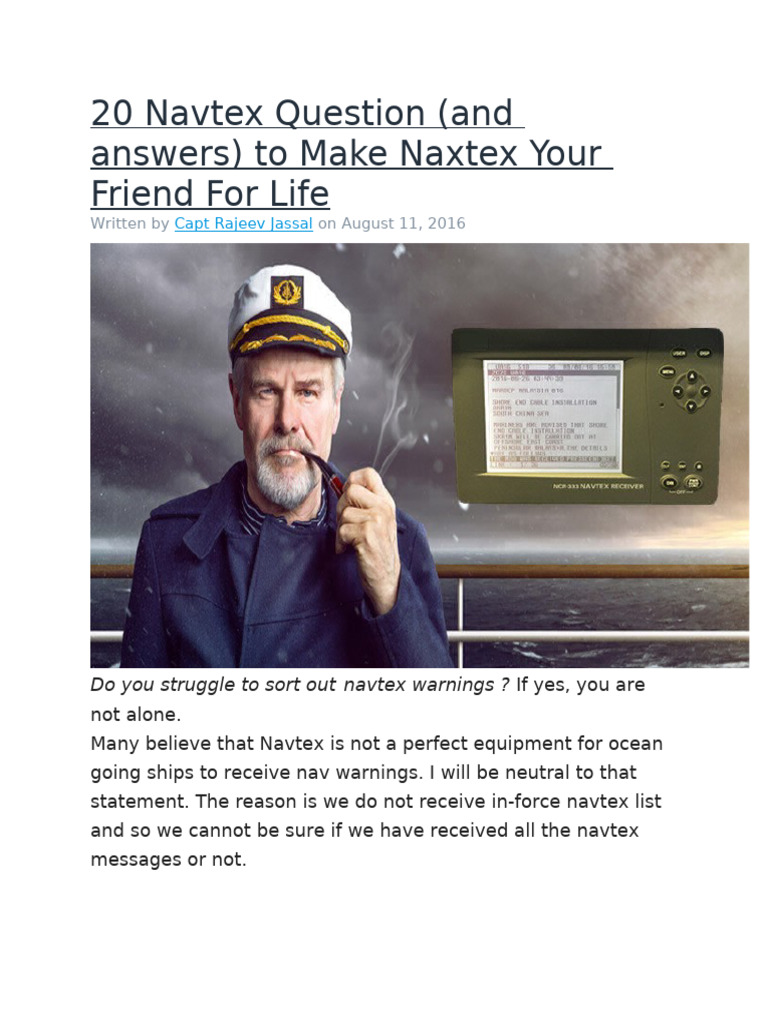 20 Navtex Question (And Answers) To Make Naxtex Your Friend For Life | PDF | Wireless ...