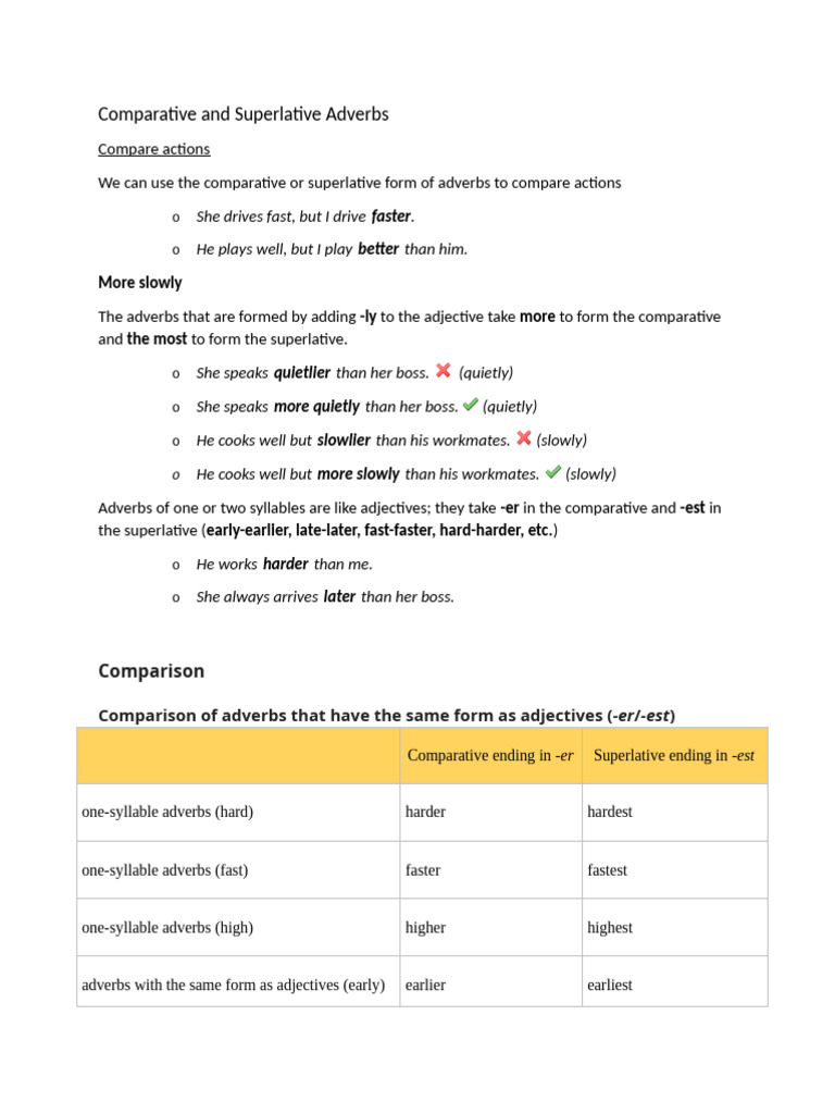 Comparative and Superlative Adverbs Guide | PDF | Adverb | Linguistics