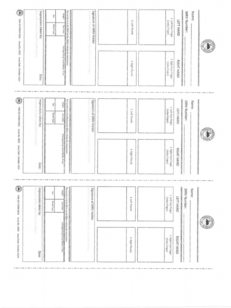 SRRV Fingerprint Form | PDF