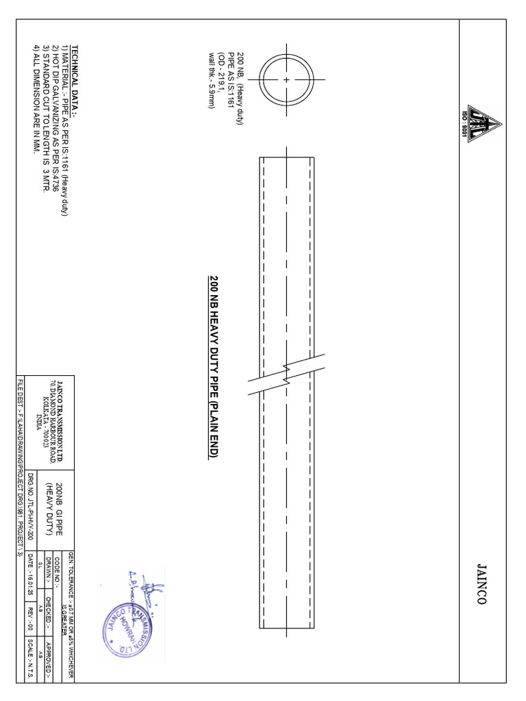 200NB Heavy Duty Galvanized Pipe | PDF